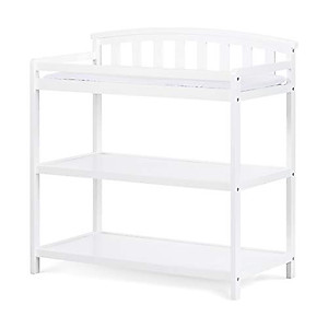 Child Craft Infant Changing Table, Water-Resistant Pad and Safety Strap, Anti-Tip Kit Included to Prevent Tipping, Non-Toxic, Baby Safe Finish (Matte White)