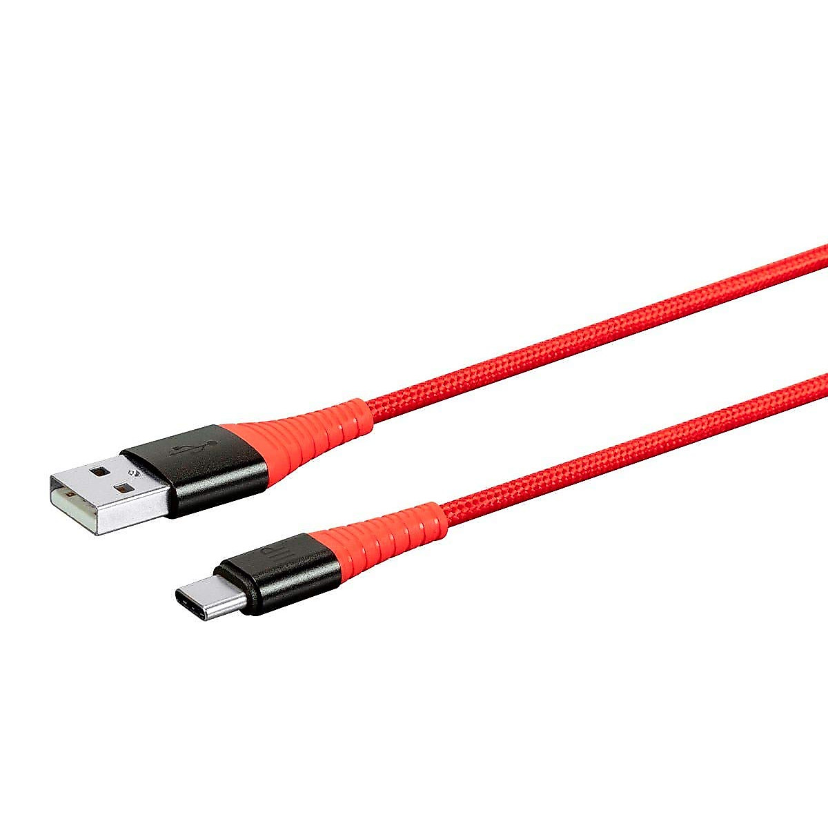 Monoprice USB 2.0 Type-C to Type-A Charge & Sync Cable - Nylon-Braided, 6 Feet, Red - AtlasFlex Series