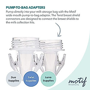 Motif Medical, Pump-to-Bag Adapters, Compatible with All Motif Breast Pumps