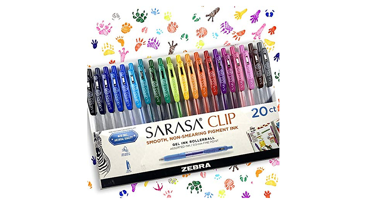 Zebra Sarasa Clip Gel Pen 20-Pack - Vibrant Fine Point Colors