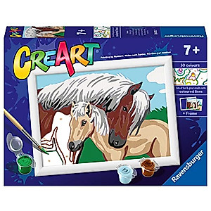 Ravensburger CreArt Mother/Foal Paint by Numbers Kit for Kids - Painting Arts and Crafts for Ages 7 and Up
