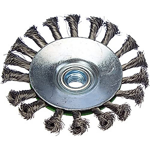 Bosch 2608622109 Conical Brush Knotted Wire 0.35mm, 115mm x M14, Inox, Silver/Green