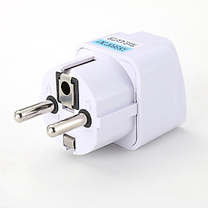 ANRANK UE3360AK 2 Packs Universal AU US UK to EU Europe Plug AC 250V Power Travel Adapter White