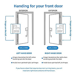 Roughshi Front Door Handle, Exterior/Interior Entry Lower Half Handleset Single Cylinder Lever, Century Trim for Left and Right Door Matte Black