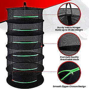 Tarli 6 Layer Herb Drying Rack Comes with Fabric Cover - 8 inch Bigger Shelves and Premium Breathable Mesh for Efficient Drying of Herbs, Flowers, Seeds, Fish, etc - Designed in USA