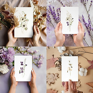 KIBAGA Beautiful Greetings Cards Set of 20 with Envelopes & Stickers - Tasteful Assorted Get Well Blank Note Cards 4x6 in Flower Artwork Design - Perfect Stationary Set For All Occasions