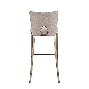 Limari Home Charlton Collection Modern Style Fabric Upholstered Bar Stool with Antique Brass Iron Frame (Set of 2), Beige