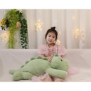 XMV 31 inch 5 lbs Dinosaur Weighted Stuffed Animals, Large Weighted Plush Animal, Cute Plush Toy Pillow, Soft Dino Plushie Gifts for Adults, Kids, Boys and Girls (Green)