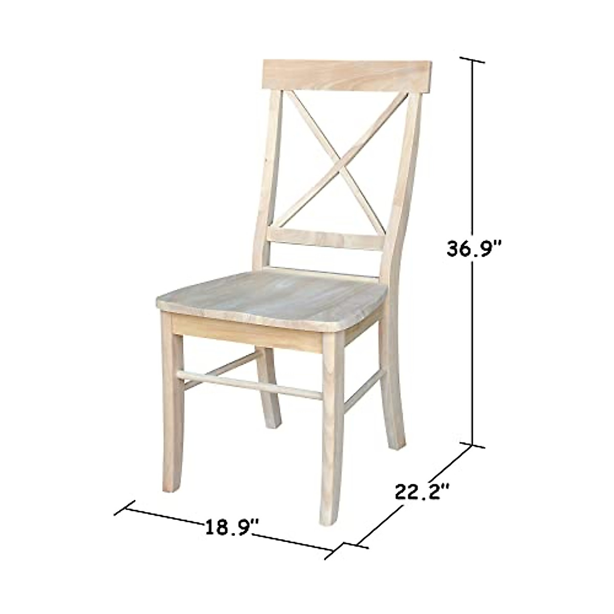 International Concepts Pair of X-Back Dining Chairs, Unfinished Wood