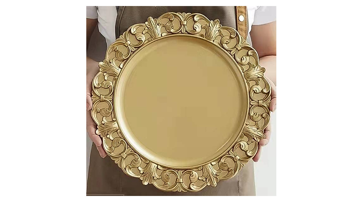 Elegant Gold Decorative Tray for Home & Events | JAZPlayer