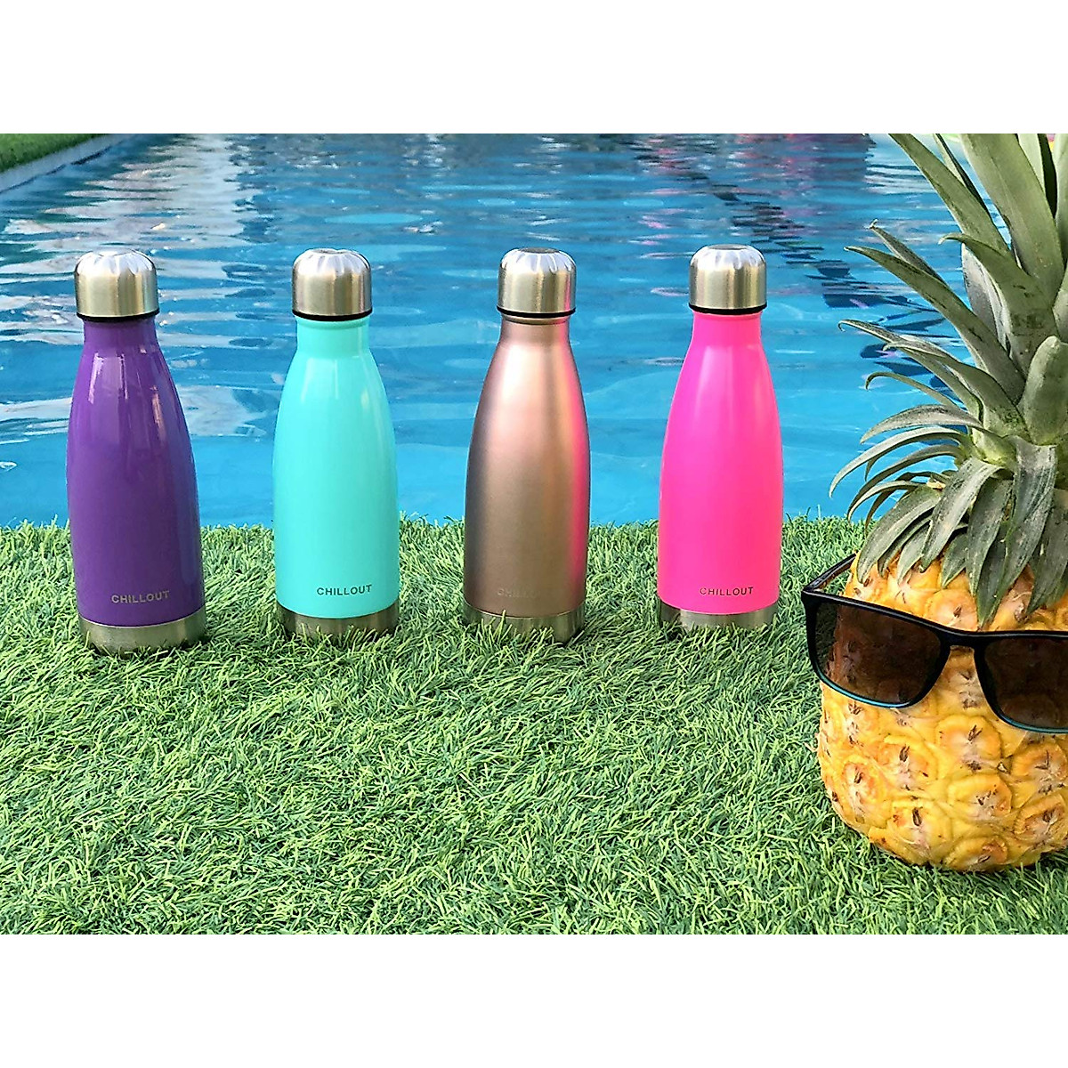 CHILLOUT LIFE Stainless Steel Water Bottle for Kids School: 12 oz Double Wall Insulated Cola Bottle Shape for Cold and Warm Drinks, BPA Free Metal Sports Bottle for Boys, Girls & Women