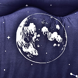 Navy Space Adventure Japanese Floor Futon Mattress, Thicken Tatami Mat Sleeping Pad Foldable Bed Roll Up Mattress Floor Lounger Bed Couches and Sofas for Kids Queen Size