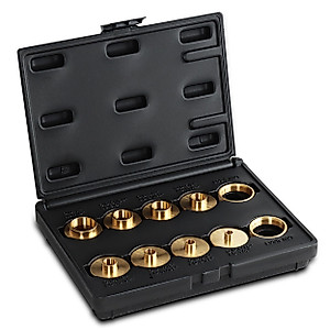 DCT Brass Router Template Guides Bushing 10-Piece Set & Black Carrying Case - Porter-Cable Guide Bushings 5/16 to 1in
