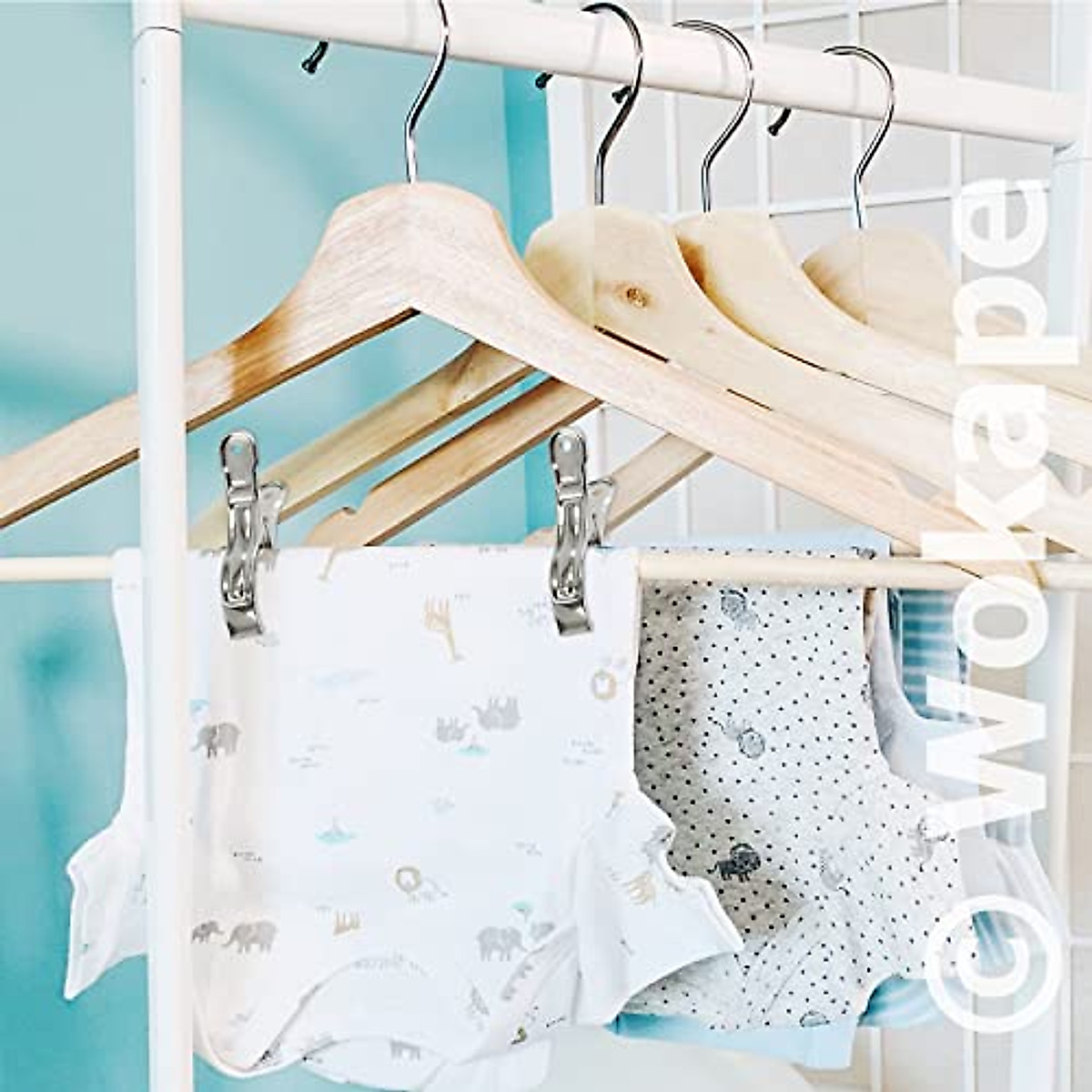 Wokape 40Pcs 3.5 Inch Stainless Steel Garden Clips, Heavy Duty Clamps with Large Open, Strong Grip Clips for Greenhouse Plant Cover Netting/ Garden Shade Cloth/ Beach Towel/ Clothespins/ Quilt