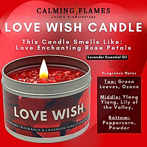 LOVE WISH CANDLE | Rose Petals Scented Candles | CANDLES FOR HOME SCENTED | Lavender | LONG LASTING FRAGRANCE | LOVE CANDLE | Handcrafted in USA | Up to 25 Hour Burn Time (Premium Wax Blend, 6oz)