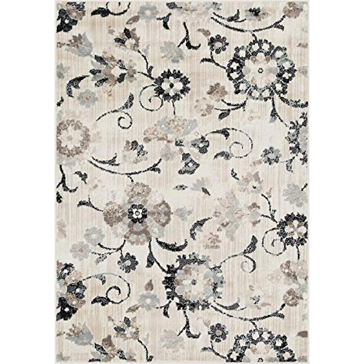 L'Baiet Quinn Grey Blue Beige Traditional Floral Botanical Shabby Chic Indoor 5' x 7' Area Rug