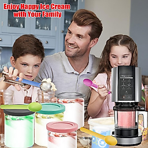 lelinker for Ninja Creami Ice Cream Maker Pints, Compatible with Ninja Creami Pints and Lids 4 Pack, [with 4 Pack Ice Cream Scoop] Compatible with nNC301,NC300,NC299AMZ Series Ice Cream Maker