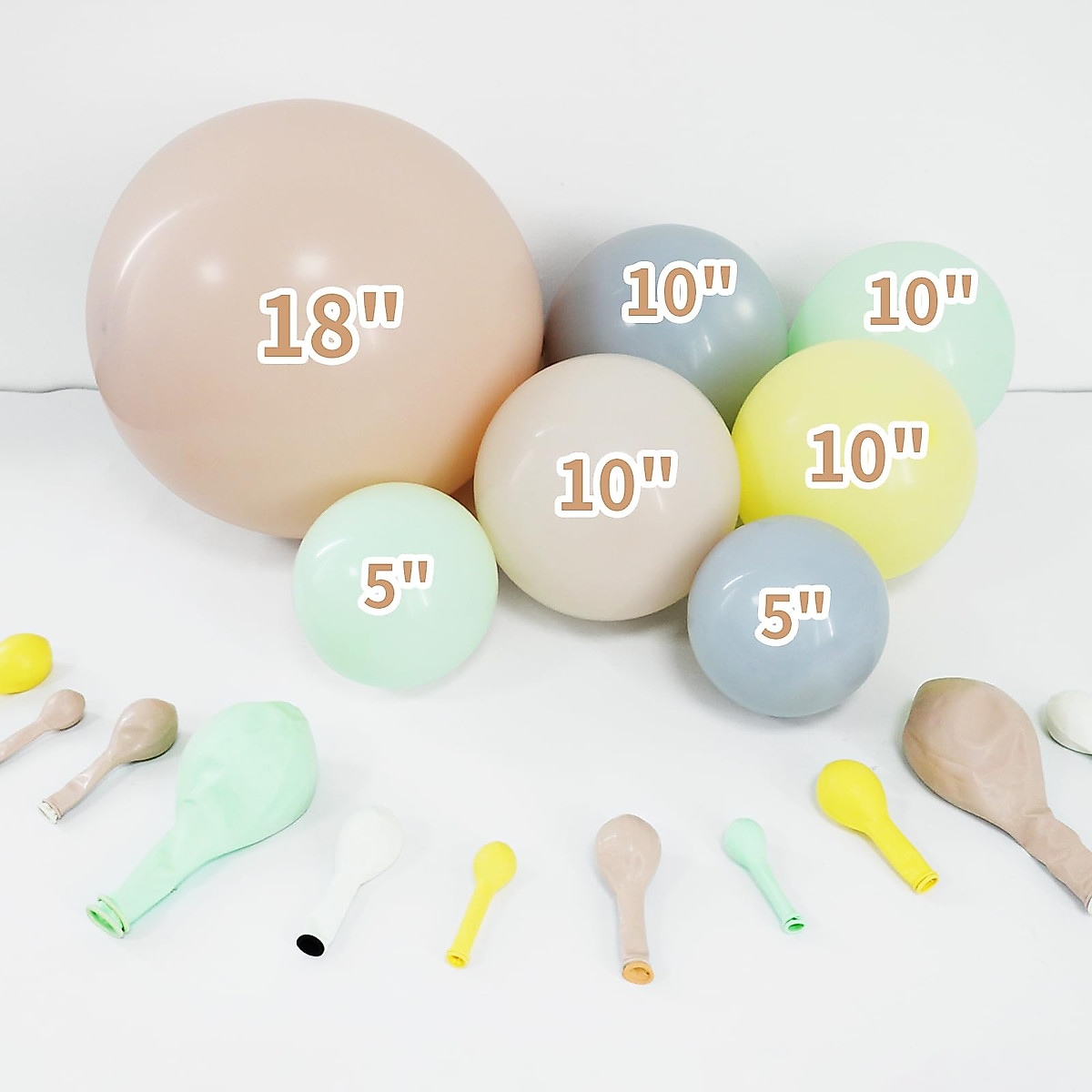 Pastel Green and Yellow Balloon Garland Arch kit - All Double Stuffed Balloons with Blush Pink Cream Grey Balloons for Birthday Baby Shower Bridal Shower Wedding Party