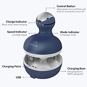COMFIER Cordless Electric Scalp Massager with Mutlti-Modes Vibration, Handheld Cat Head Massager for Pets, Portable Dog Head Massager for Deep Clean and Stress Relax