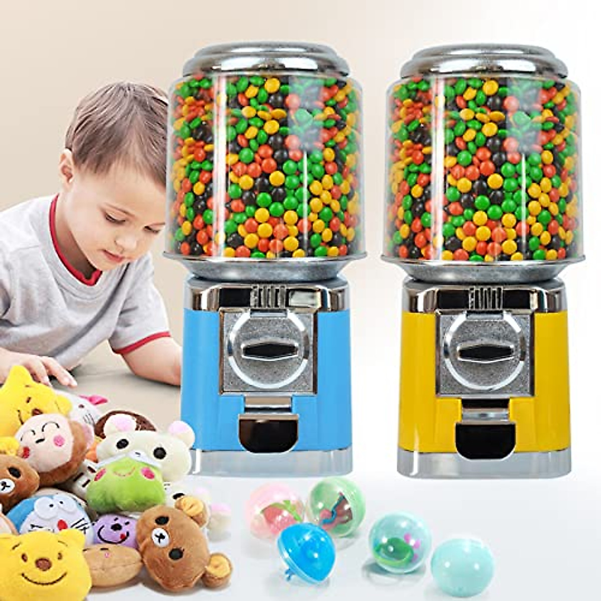 PanDair Gumball Vending Machine Child Toy Candy Machine, Capsules, Bouncy Balls Dispensers US Stock (Blue)