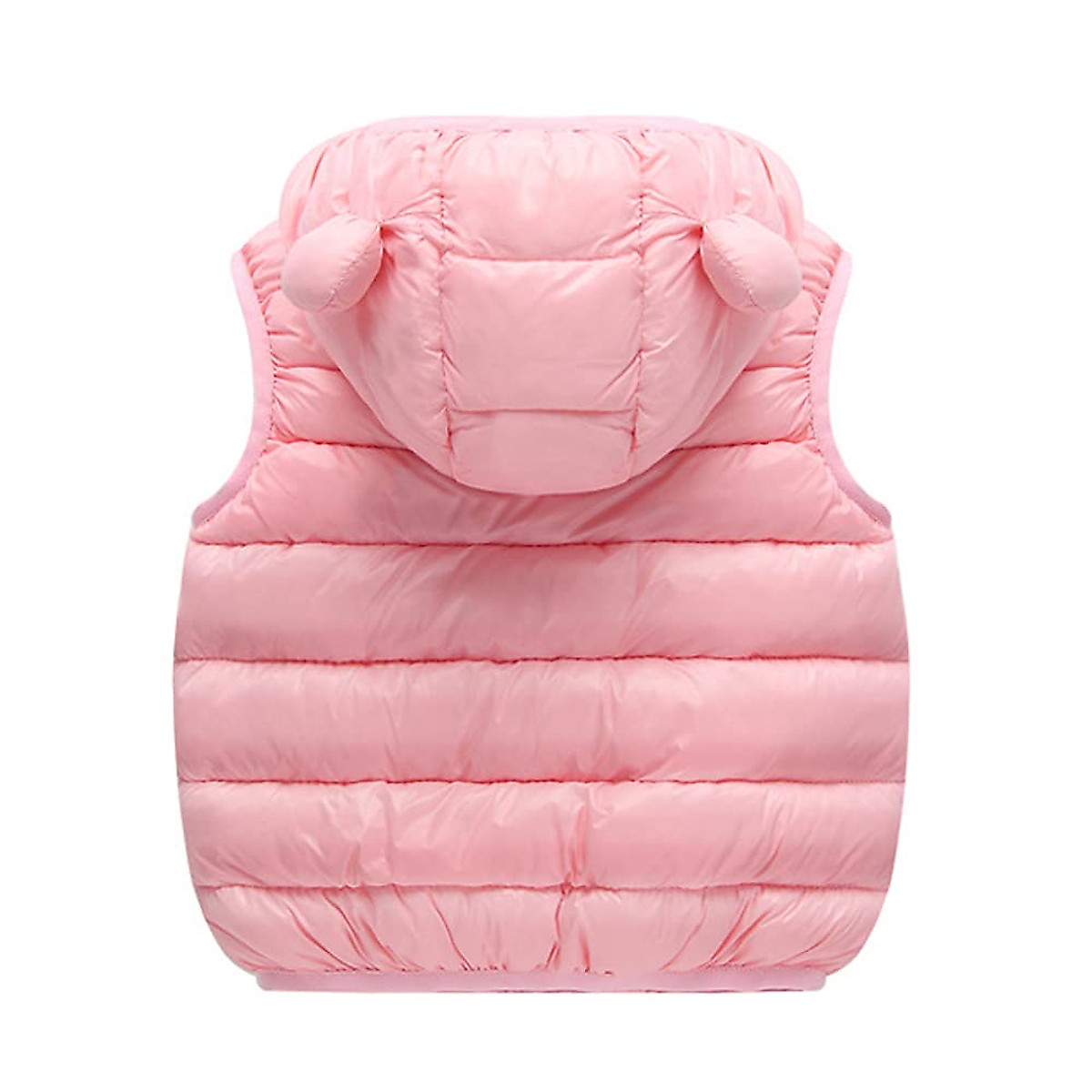 AIWUHE Baby Boys Girls Hooded Puffer Vest Winter Lightweight Sleeveless Bear ears Zipper Up Jacket Pink 90