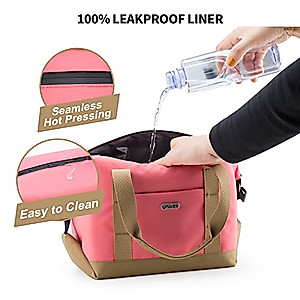 UNIKER Insulated Lunch Bag Foldable,Leakproof Lunch Box for Travel,Lunch Tote Reusable Meal Prep Container Bag,Bento Box Cooler Bag for Work Picnic Box,Rose