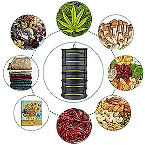 Shencai Herb Drying Net Rack,4 or 6 Layers Mesh Hanging Plant Dry Net for Drying Beans, Herbs, Food, Plants, Petals /Green Zippers Hydroponics，Bonus Hook (6 Layers)