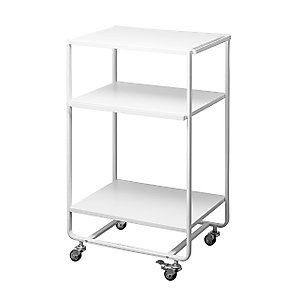 YAMAZAKI Home 3-Tier Storage Utility Kitchen/Bathroom | Steel | Rolling Carts, One Size, White
