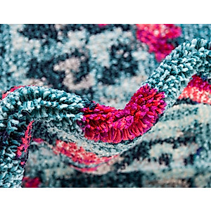 SAFAVIEH Jardin Collection Colorful, Vibrant, Abstract, Modern Area Rug, 5 x 8 ft, Blue/Pink