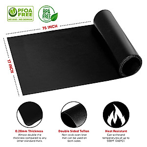 Teflon Liner Roll for Ovens, Stovetops & Grills (75” x 17”) - Custom Cut to Size & Shape Needed - Versatile Non-Stick Teflon Mat, Can Use As Oven Liner, Grill Mat, Stovetop Cover, Baking Sheet, etc.