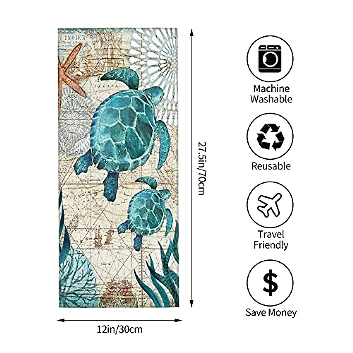 XWQWER Sea Turtle Ultra Soft Highly Absorbent Decor Hand Towels, Dish Guest Towel Multipurpose for Bathroom Kitchen Gym Hotel Spa and Home(27.5 x 12 in)