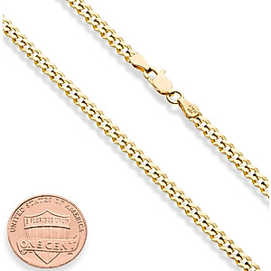 Miabella Italian Solid 18k Gold Over 925 Sterling Silver 3.5mm Diamond Cut Cuban Link Curb Chain Necklace for Women Men, Made in Italy (Length 20 Inches)