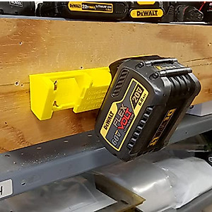 Made by Mitchell 2 Pack D20 5-Slot Battery Rack Compatible with DeWalt 12Vmax 20Vmax and 60V, Wall Mount Latching Storage Rack 20V for DCB205 DCB606 DCB120, USA, 10 Slots Total PN D20x5-WR-2PK