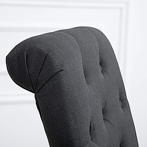 Huisenus Set of 4 Dining Chair Upholstered Fabric Padding Dining Chair Button for Dining Room Restaurant Wedding Reception(Charcoal, Set of 4)