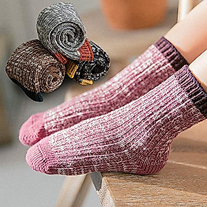 Baby Boys Girls Socks - 3 Pairs Toddler Thick Warm Seamless Chunky Knit Cotton Socks Kid Cotton Crew Socks (S(1-3Y), Girls)