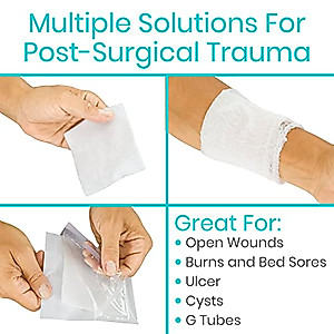 ViveCare Calcium Alginate Wound Dressing (10 Pack) - Individually Wrapped, Sterile Gauze Pads - Absorbent Sterile Patches for Ulcer, Bed Sore, G Tube, & Diabetic Foot - Non-Stick Burn Treatment