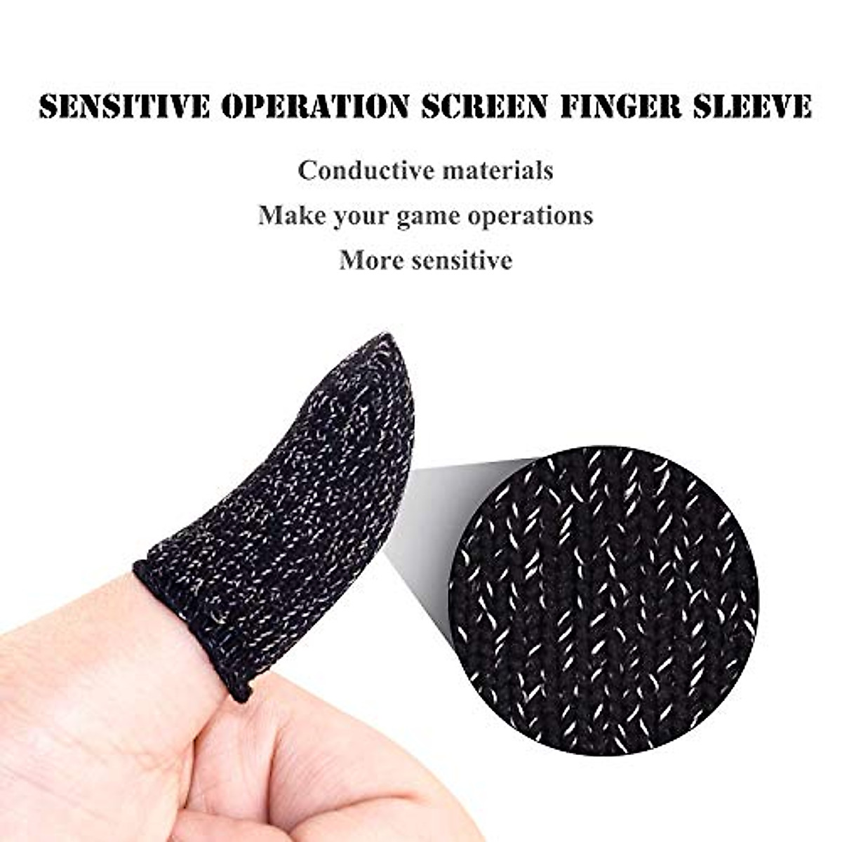 Newseego Mobile Game Finger Sleeve [10 Pack], Touch Screen Finger Sleeve Breathable Anti-Sweat Sensitive Shoot and Aim Keys for Rules of Survival/Knives Out for Android & iOS (Black)