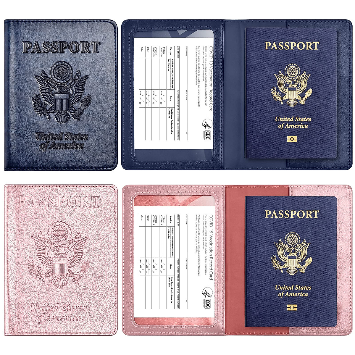 Eoehro 2Pack Passport Holder Wallet Cover Case, Travel Essentials for Women and Men