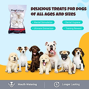 DOG-LICIOUS Dog Natural Rawhide Bones, Dog Chew Treats, Long Lasting Dog Chews, Knotted Bones 4”-5” (50873)