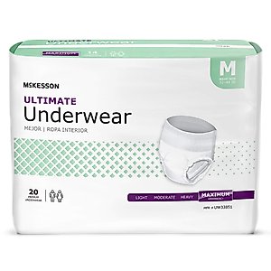 McKesson Ultimate Underwear, Incontinence, Maximum Absorbency, Medium, 20 Count
