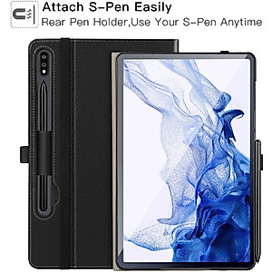 ZtotopCases for Galaxy Tab S7 FE 5G/S8 Plus/S7 Plus 12.4" Tablet Case, Premium PU Leather Folding Stand Cover with Pen Holder & Multi-Viewing Angles for Samsung Tab S7 FE 2021/S8+ 2022/S7+ 2020, Black
