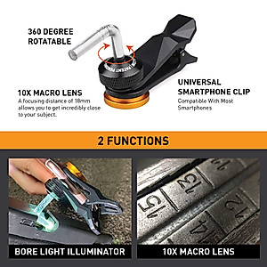 Stinger Clip-On Bore Light Illuminator & Macro Lens: Gun Barrel Light Enhancer by Smartphone Flashlight for Gun Cleaning, Gun Bore Inspection