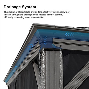 PURPLE LEAF 12' x 20' Permanent Hardtop Gazebo with Galvanized Steel Double Roof and Aluminum Frames Outdoor Large Pavilion Gazebo for Patio Deck Garden, Netting and Curtains Included, Light Grey