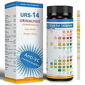 14 URS Test Strips for Urinalysis and Detection Screening of UTI and More, 14 Panels Comprehensive Detection Screening - for Women and Men Home Use
