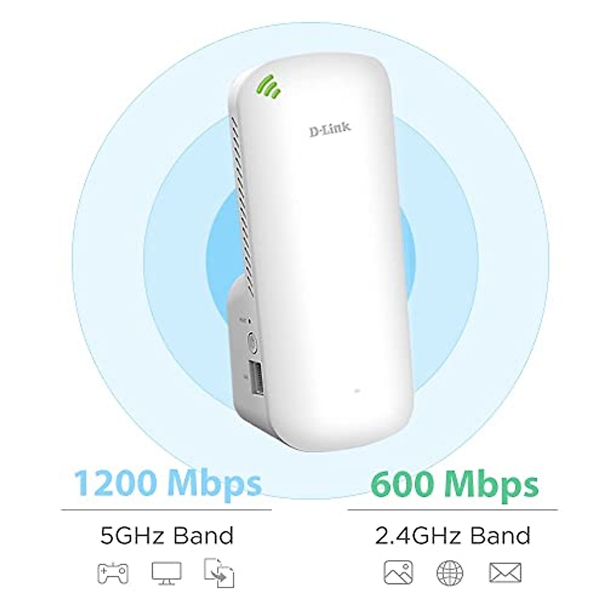D-Link WiFi 6 Range Extender AX1800 Mesh Repeater and Signal Booster, Wall Plug in, Easy Setup, Smart Home, Roaming, Ethernet Port (DAP-X1870)