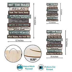 V VIBEPY All Over Print Hot Tub Rules Sign 8 Inches, 12 Inches, 18 Inches Funny Rules Sign, Bathroom Decoration Sign, Bathroom Sign, Hot Tub Sign, Bathroom Sign, Wooden Sign, Hot Tub Rules Wooden Sign