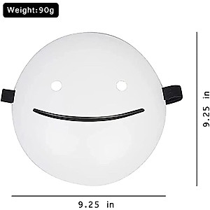 Unisex Halloween Dream Mask Anime White Smile Dream Masks Full Face Mask Helmet Cosplay Props Party Accessories, 9 inch