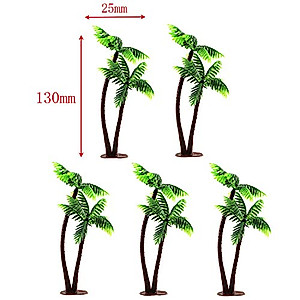 E-outstanding Miniature Coconut Tree 5PCS 13cm Plastic Coconut Palm Trees Mini Plant Pots Bonsai Craft for Micro Landscape Dollhouse Fairy Garden DIY Decor