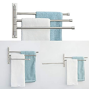 GLENNOR Swivel Towel Bar, SUS304 Stainless Steel Swing Out Towel Rack Brushed Finish Wall Mounted Space Saving Bar