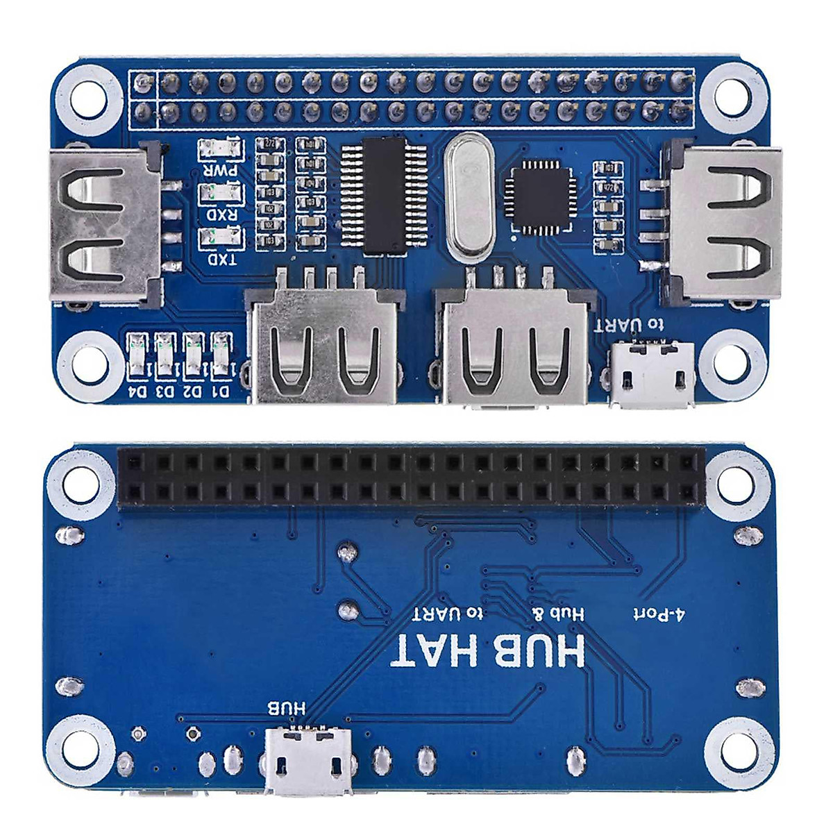 Fosa USB to UART Onboard 4 Port USB HUB HAT for Raspberry Pi B+ / 2B / 3B / Zero/Zero W
